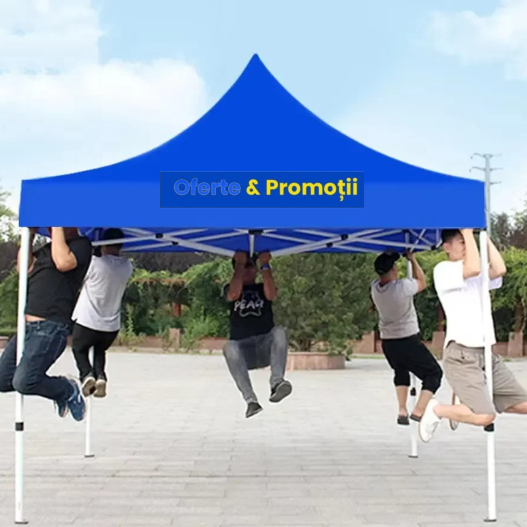 Cort albastru Pavilion 3x3m Pliabil, tip acordeon! Cadru Metal pentru ...