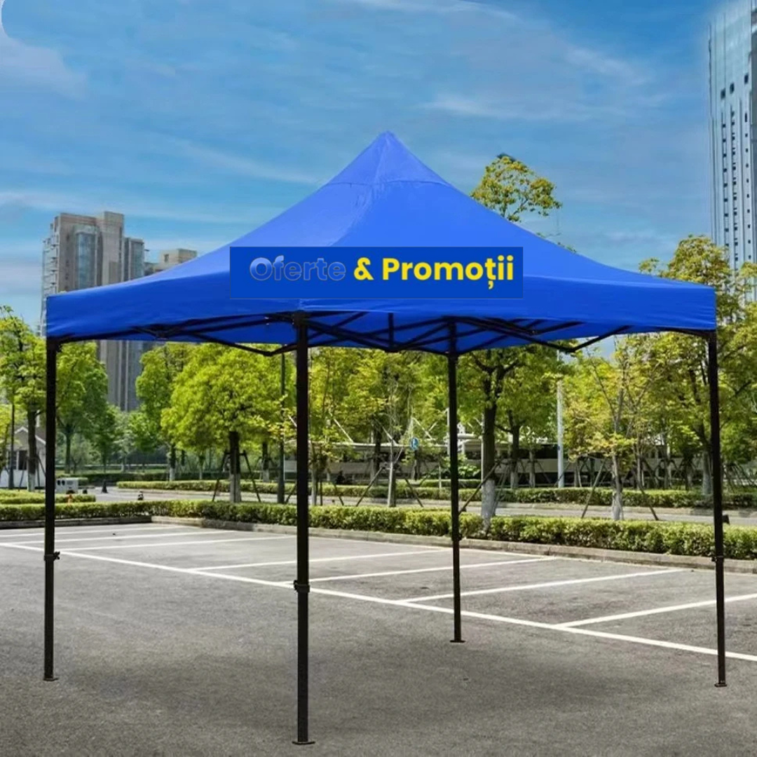 Cort albastru Pavilion 3x3m Pliabil, tip acordeon! Cadru Metal pentru ...