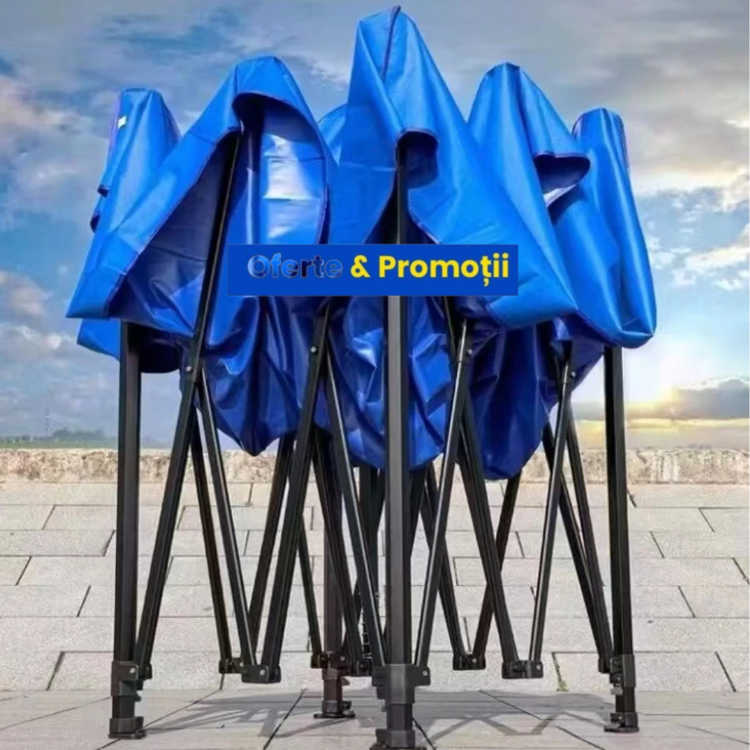 Cort albastru Pavilion 3x3m Pliabil, tip acordeon! Cadru Metal pentru ...